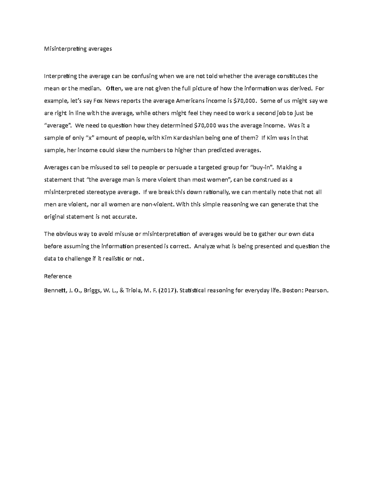 Psy 223 Misinterpreting averages - Misinterpreting averages ...