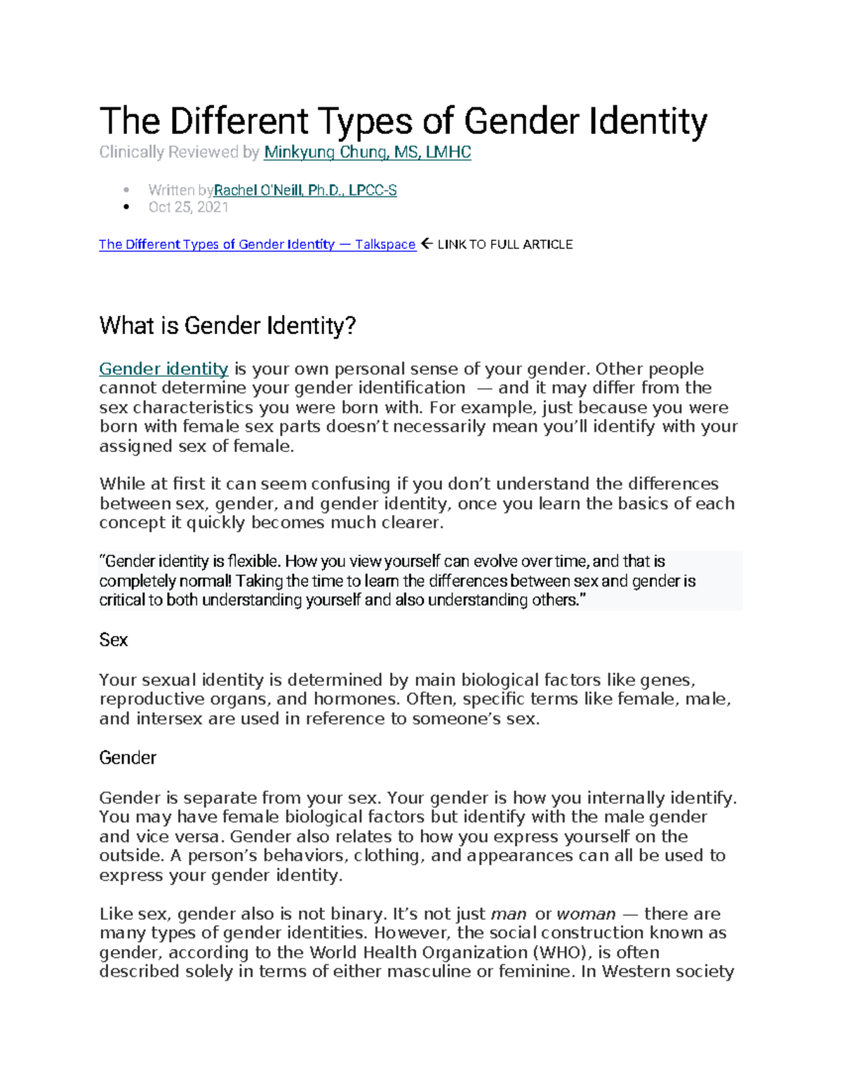 Gender Expression and Identity - The Different Types of Gender Identity ...