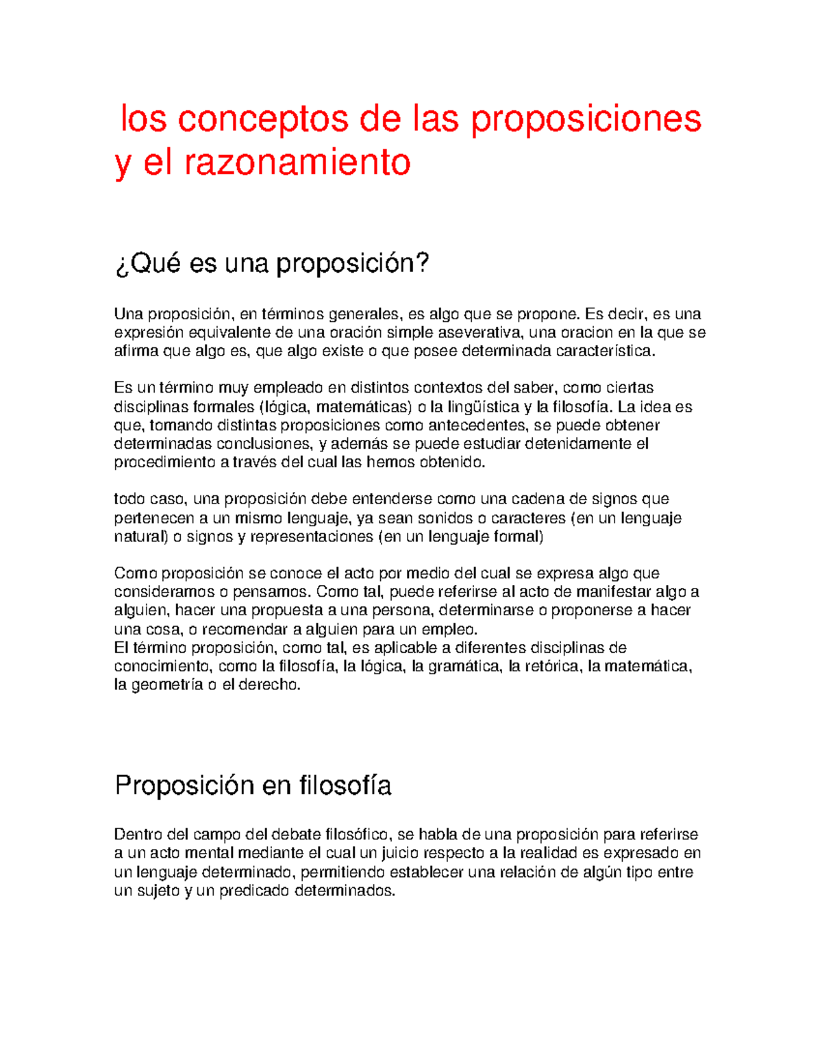 Los conceptos de las proposiciones y el razonamiento - los conceptos de ...