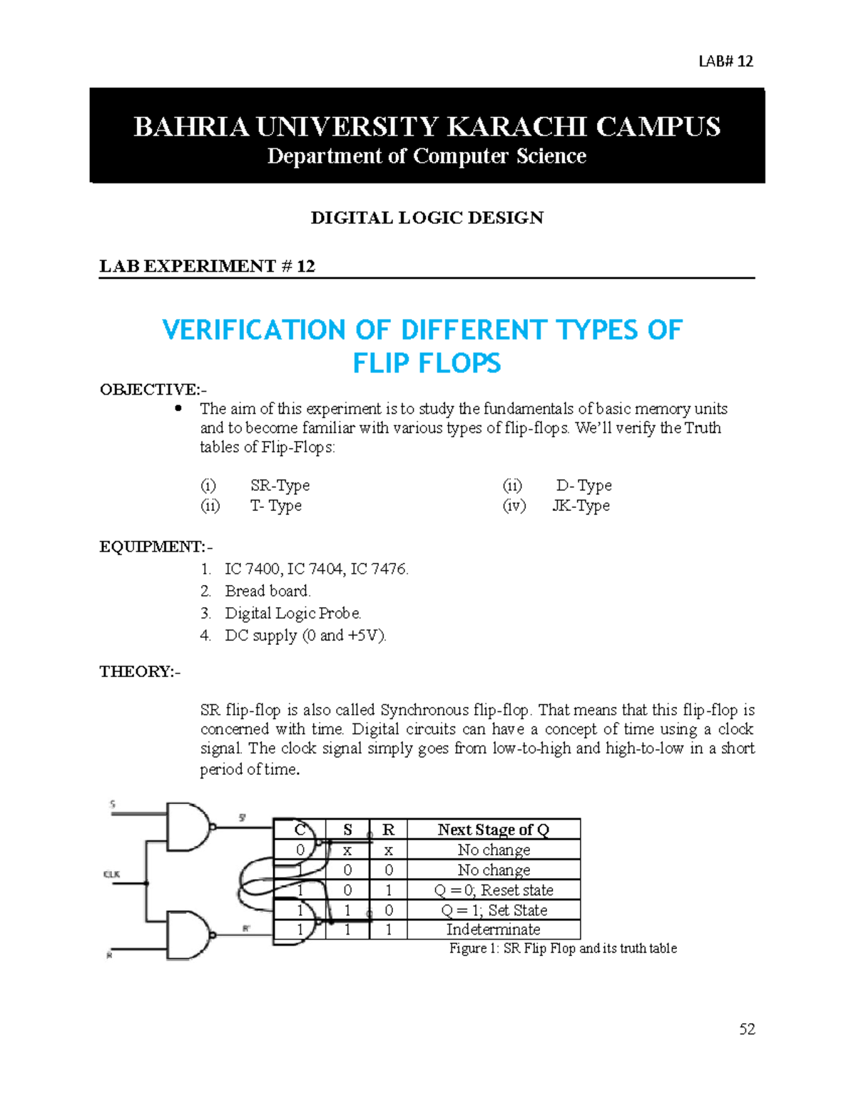 Lab 12 Different Types Of Flip Flop 11062022 102647 am - LAB# 12 BAHRIA ...