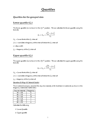 MATHEMATICS 10 MODULE 1, QUARTER FOUR, MEASURE OF POSITION - 10 ...