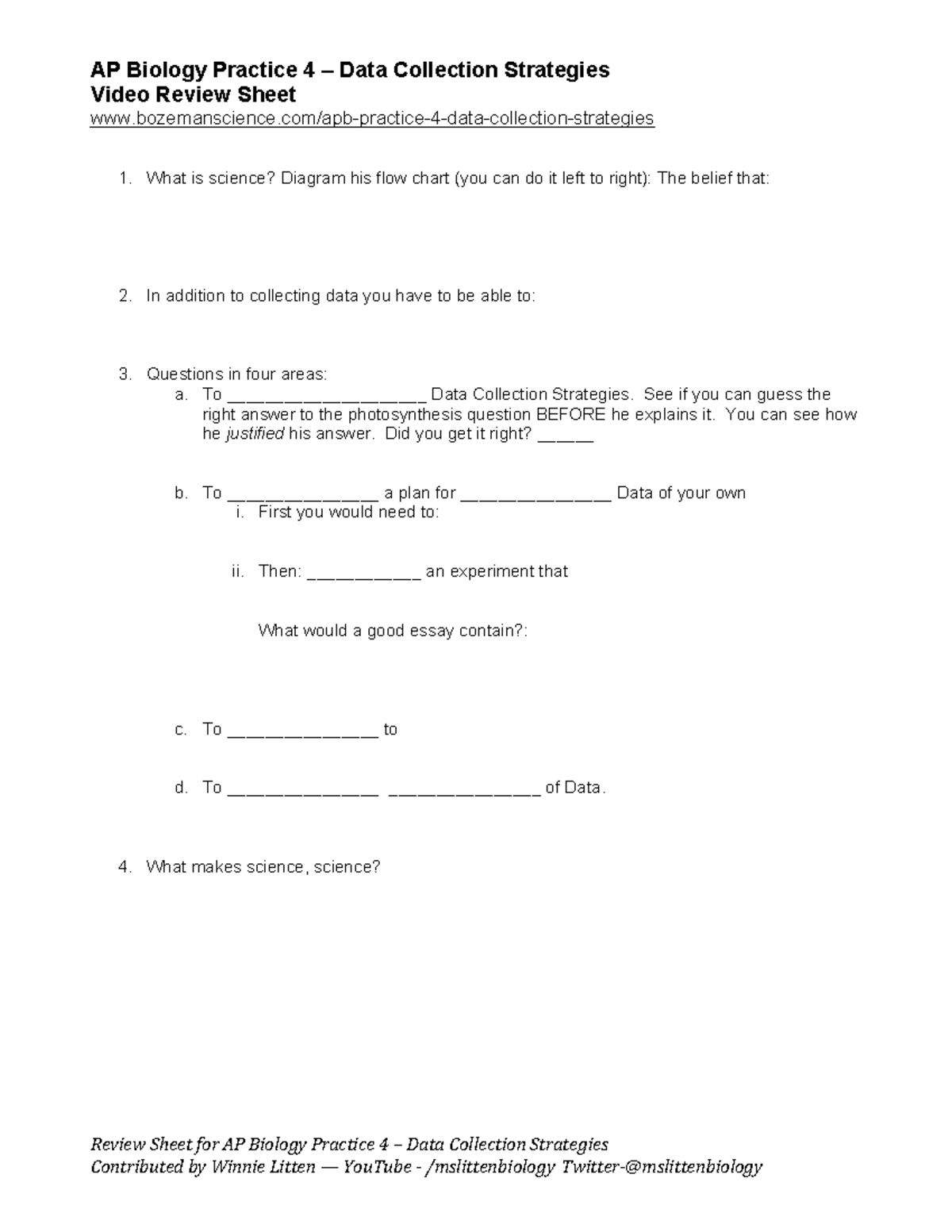 Practice Worksheet Number Two / Six. - Review Sheet for AP Biology ...