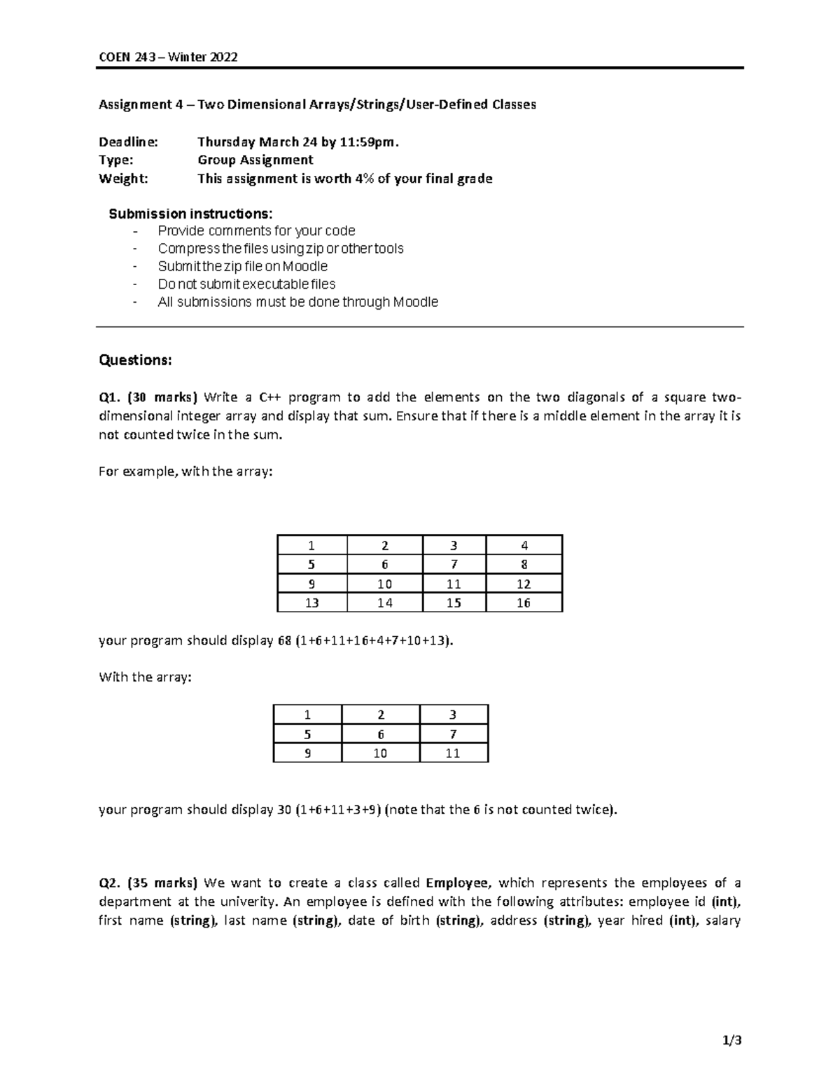 COEN 243 A4 - Winter - COEN 243 - Concordia - Studocu