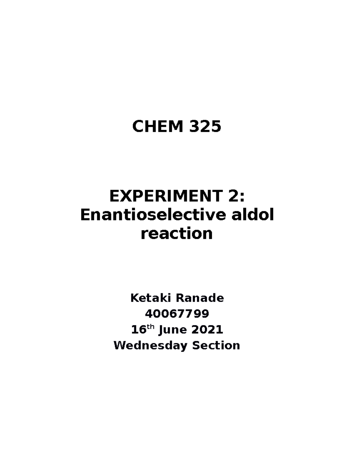 Chem325 Lab 02 Chem325 Lab 02 Chem325 Lab 02 - CHEM 325 EXPERIMENT 2 ...