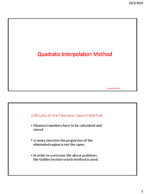 Fibonacci and Golden Search Method - Optimality Criteria & Conditions ...