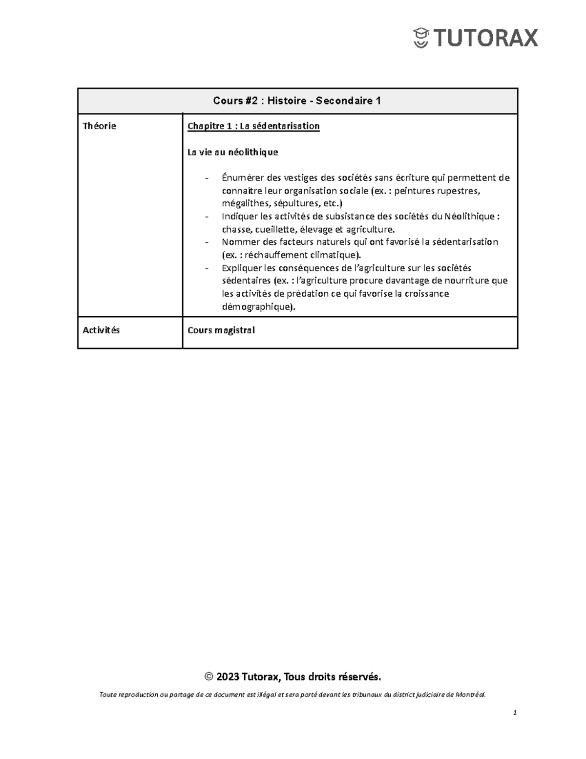 Cours #2 Histoire Secondaire 1 - Cours #2 : Histoire - Secondaire 1 ...