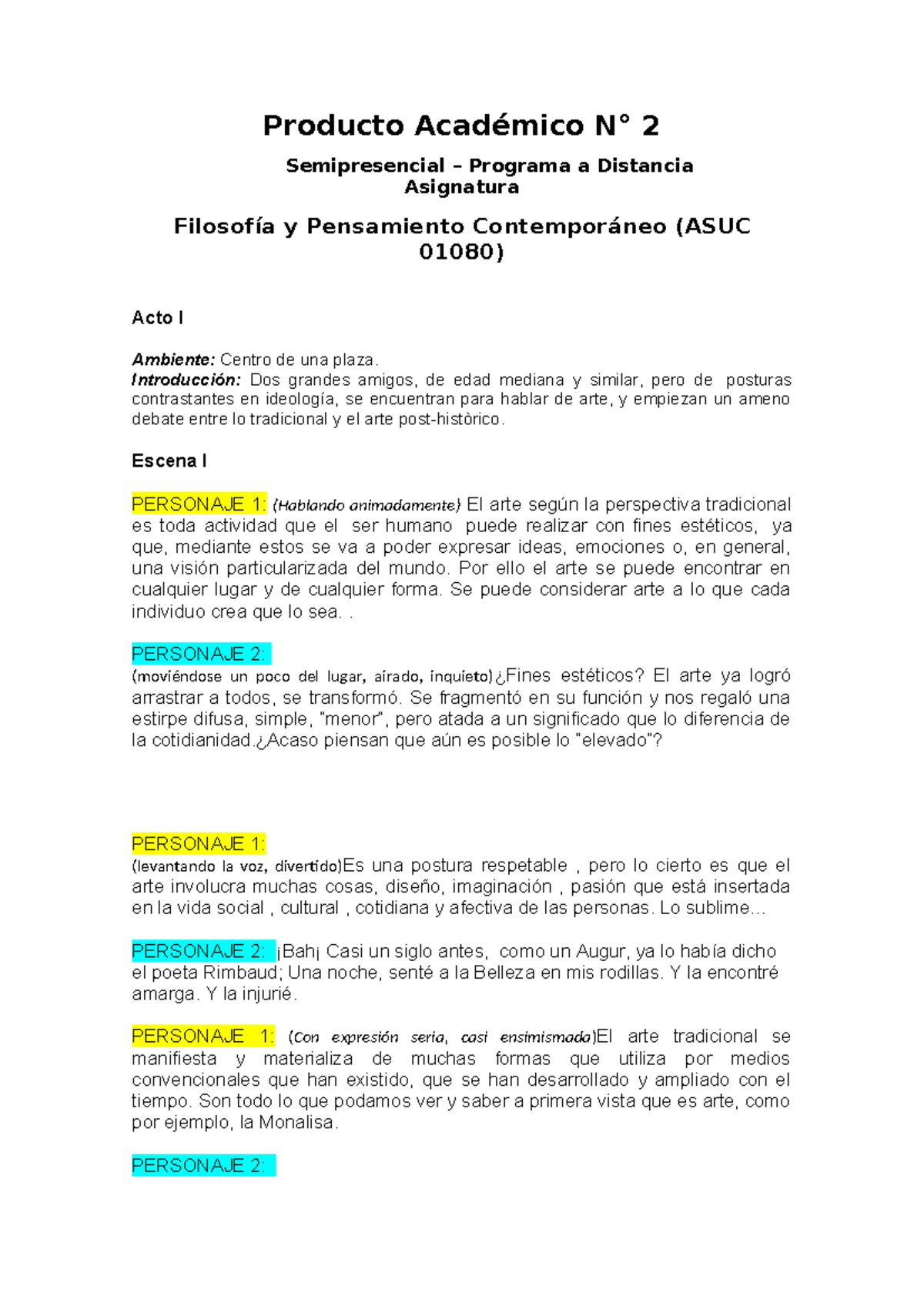PA2- Filosofia - Producto Académico N° 2 Semipresencial – Programa a Distancia Asignatura ...