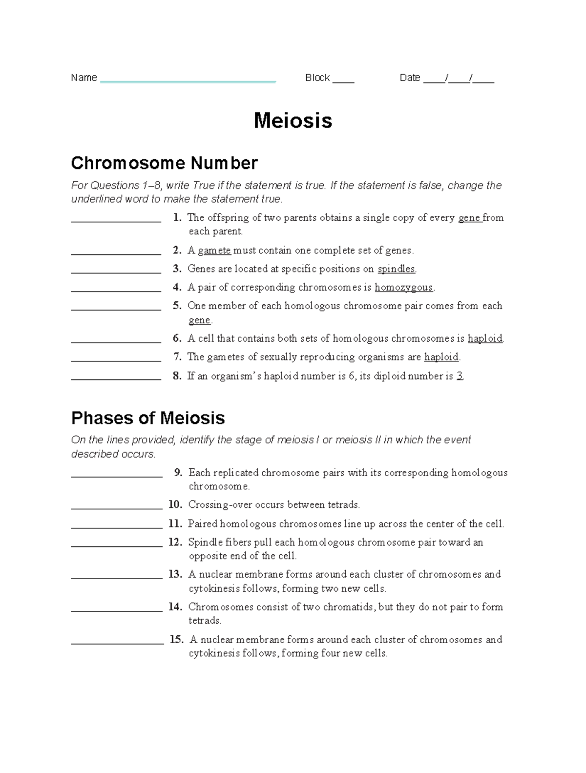 Meiosis Wkst-1 - test study guide - Name ...