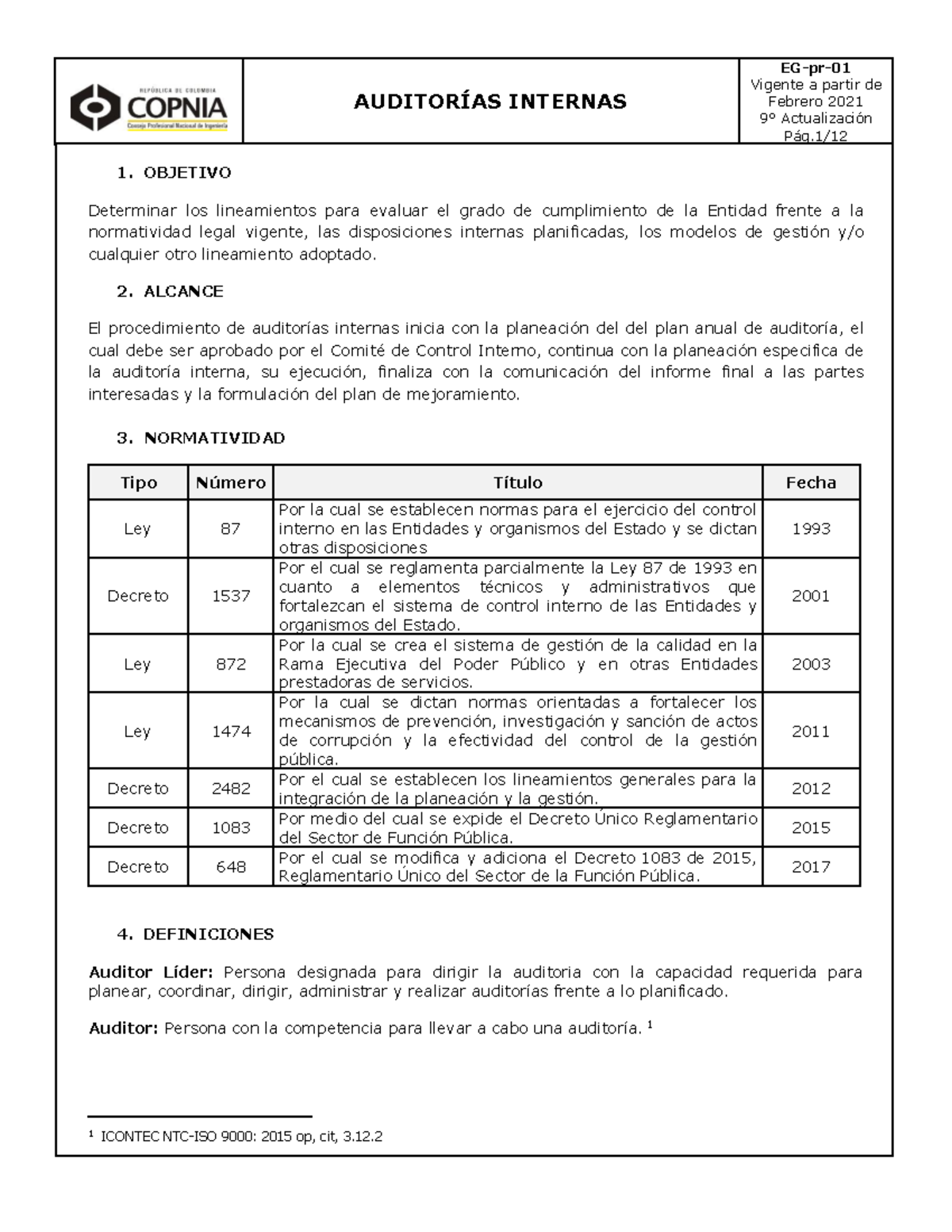 Auditorias internas - AUDITORÕAS INTERNAS EG-pr- Vigente a partir de ...