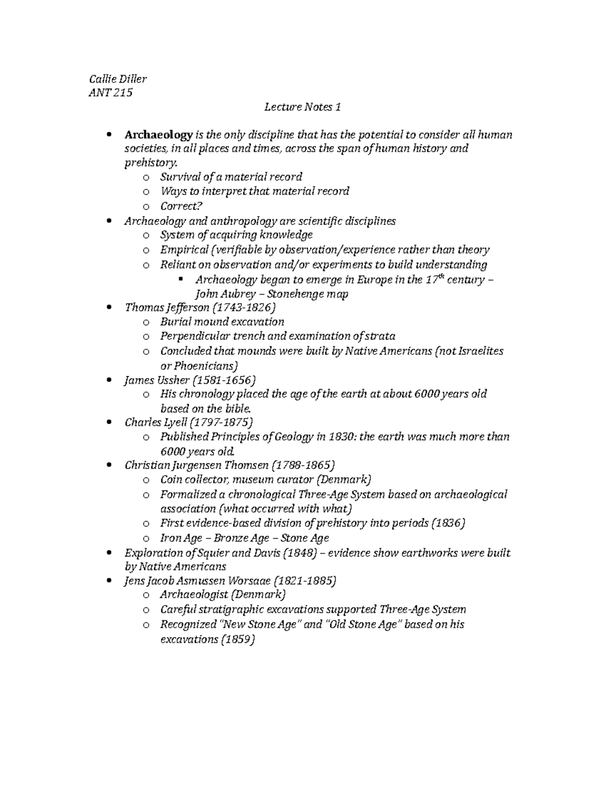 ANT 215 - Lecture Notes 1 - Callie Diller ANT 215 Lecture Notes 1 ...