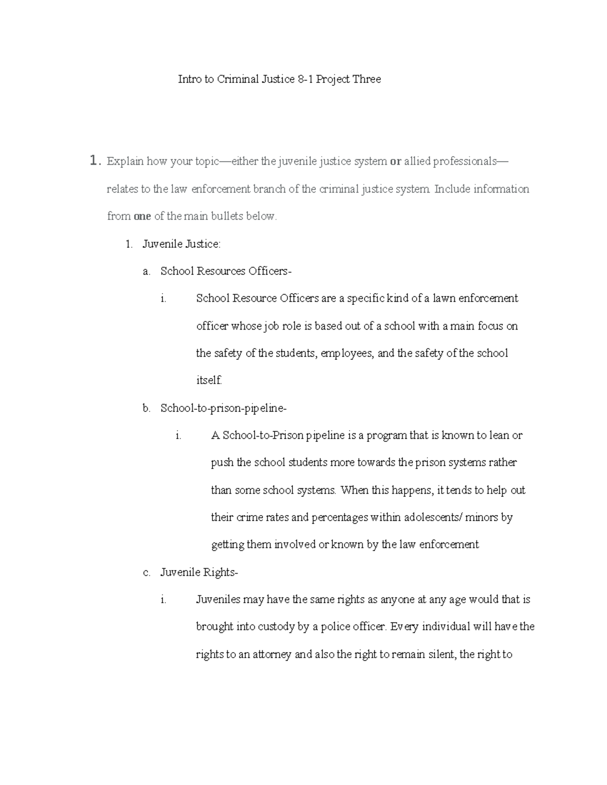 Cj 112 project three - Intro to Criminal Justice 8-1 Project Three 1 ...
