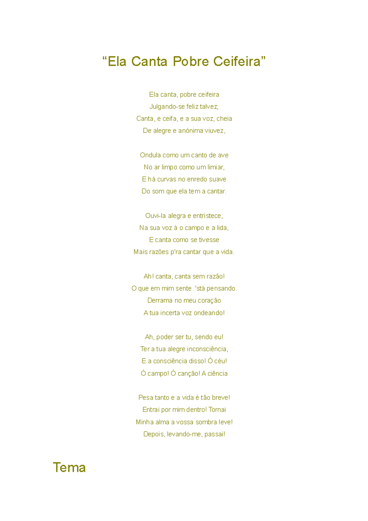 4 poemas analisados de fernando pessoa - “Ela Canta Pobre Ceifeira ...