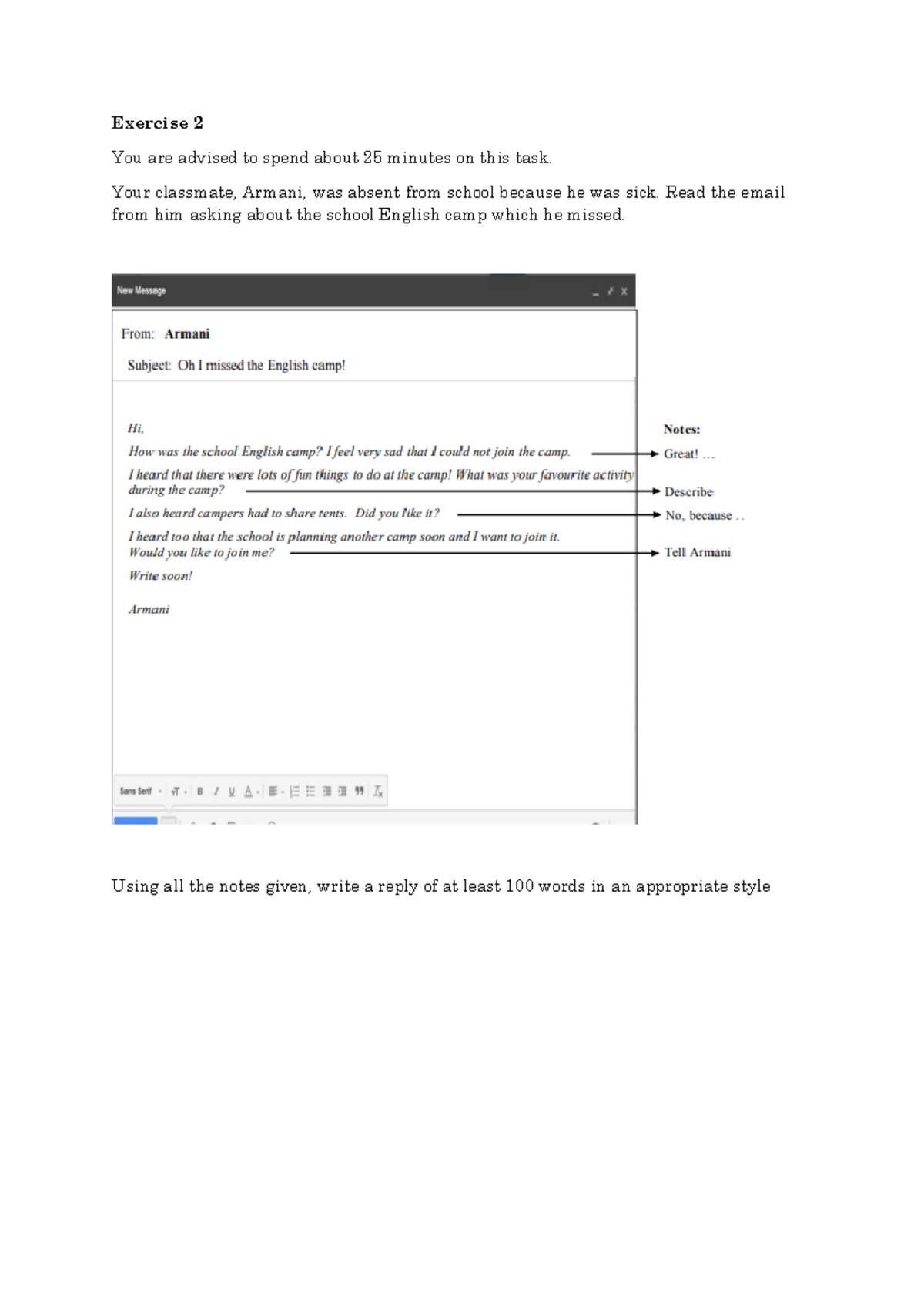 Exercise Email - Asasi Sains Hayat - Exercise 2 You are advised to ...