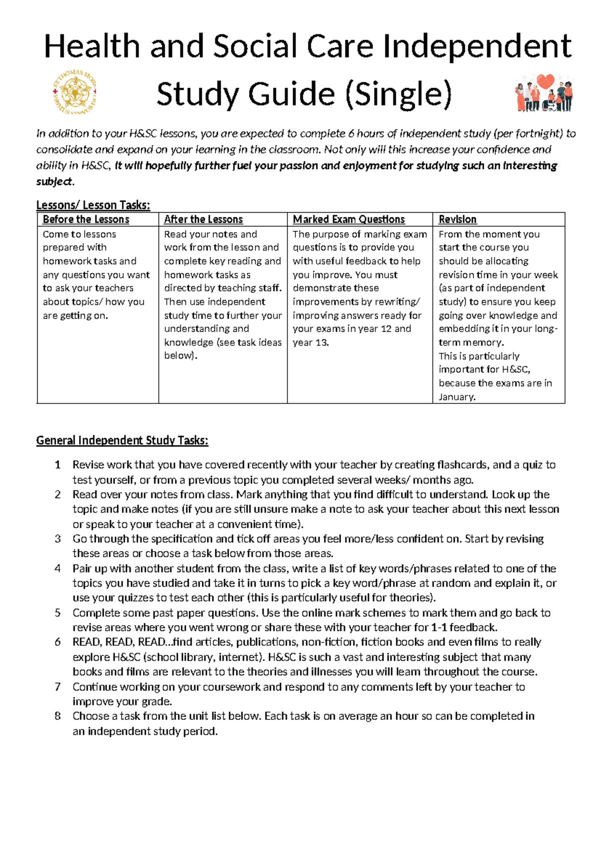 Health and Social Care Independent Study Guide 2024 - Health and Social ...
