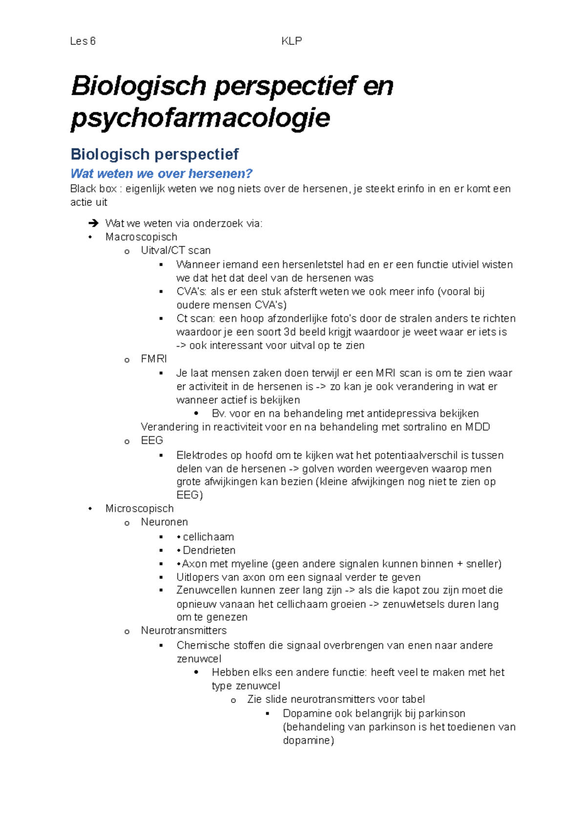 Biologisch perspectief en psychofarmacologie - Biologisch perspectief ...