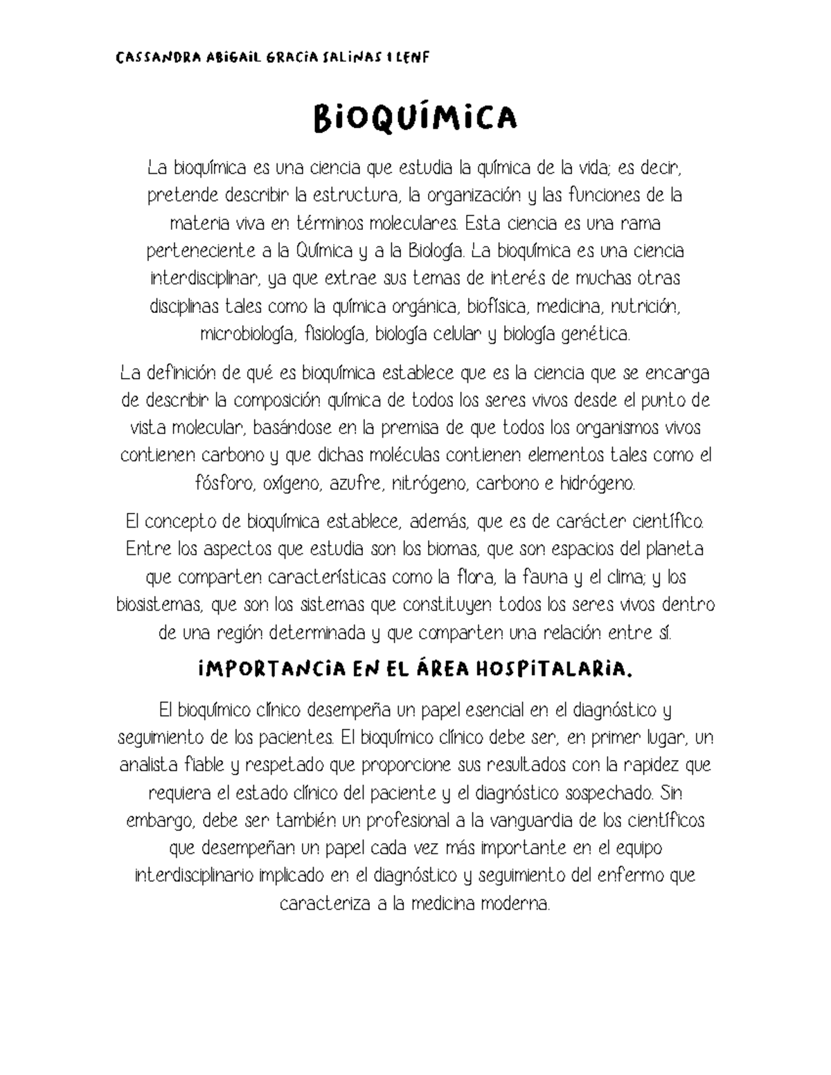 Bioquimica - Definición de bioquímica. - La bioquímica es una ciencia ...