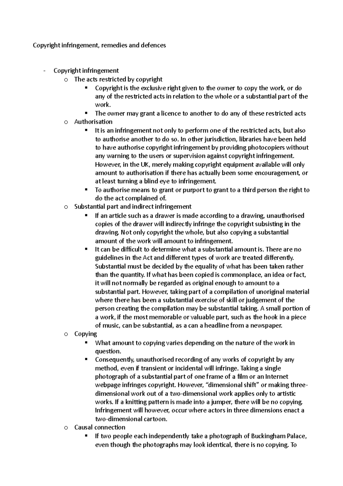 Lecture 3 - Copyright infringement - Copyright infringement, remedies ...