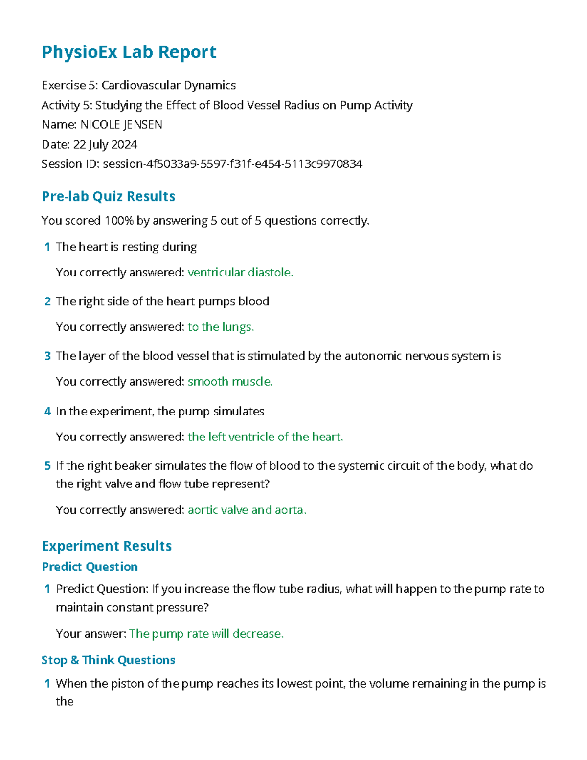 Physio Ex Exercise 5 Activity 5 Physioex Lab Report Exercise 5