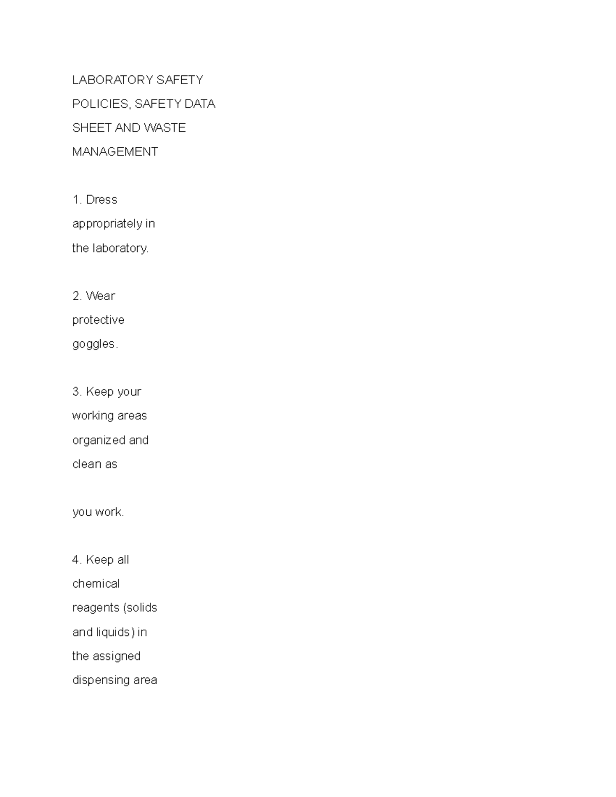 Laboratory Safety - LABORATORY SAFETY POLICIES, SAFETY DATA SHEET AND ...