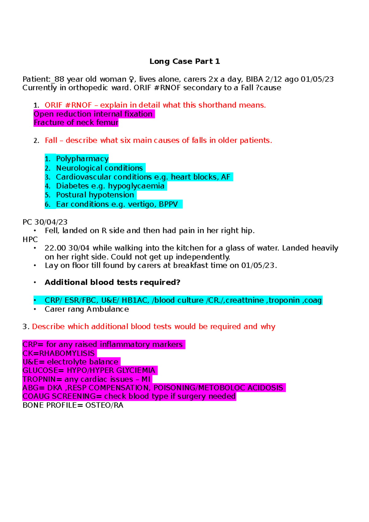 Clinical Long Case PArt 3 - PG6006 - UEL - Studocu