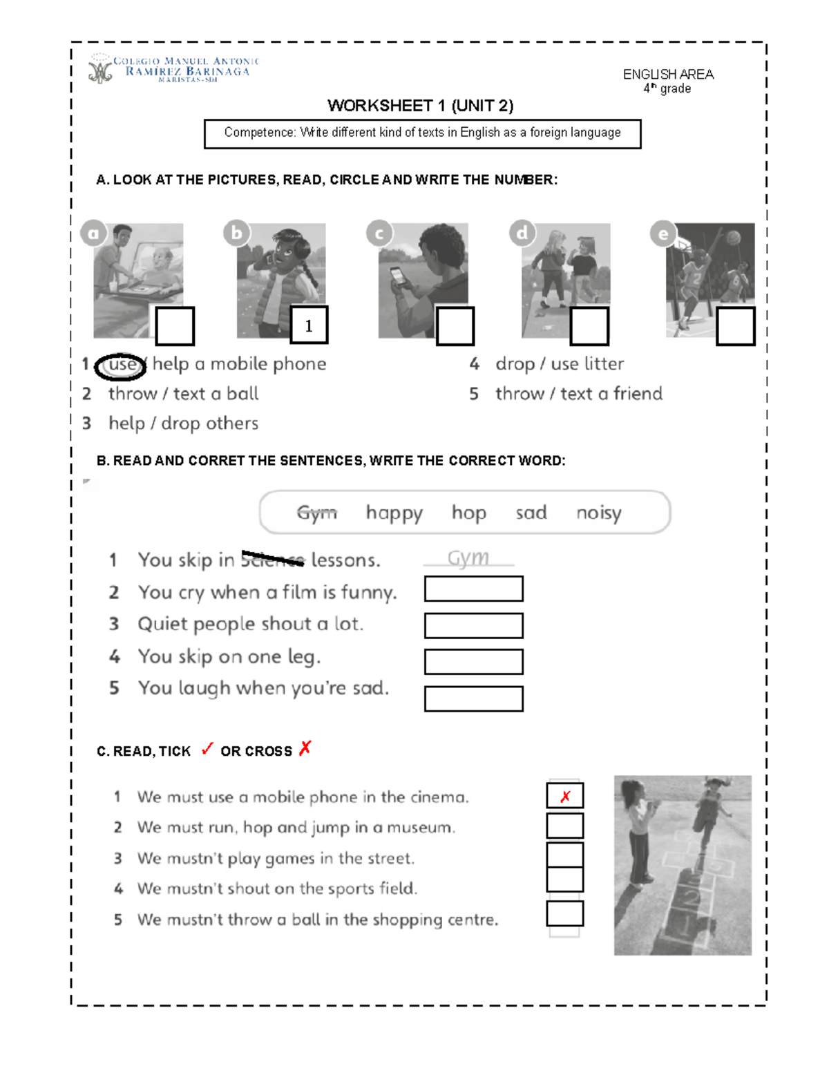 Worksheet 1-U2 - Evaluation criteria for children and teenagers. Ages ...