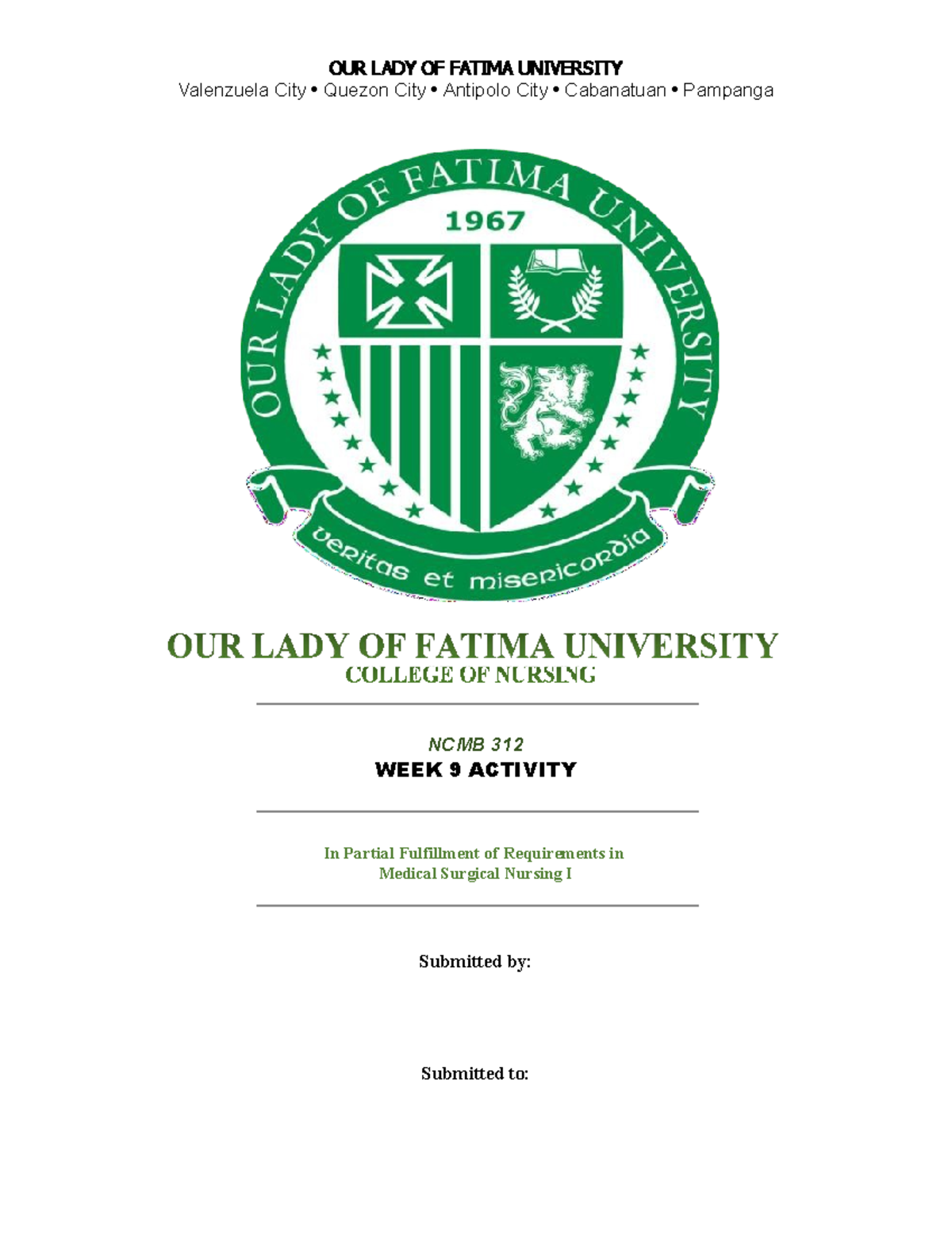 Template I - .... - OUR LADY OF FATIMA UNIVERSITY Valenzuela City ...