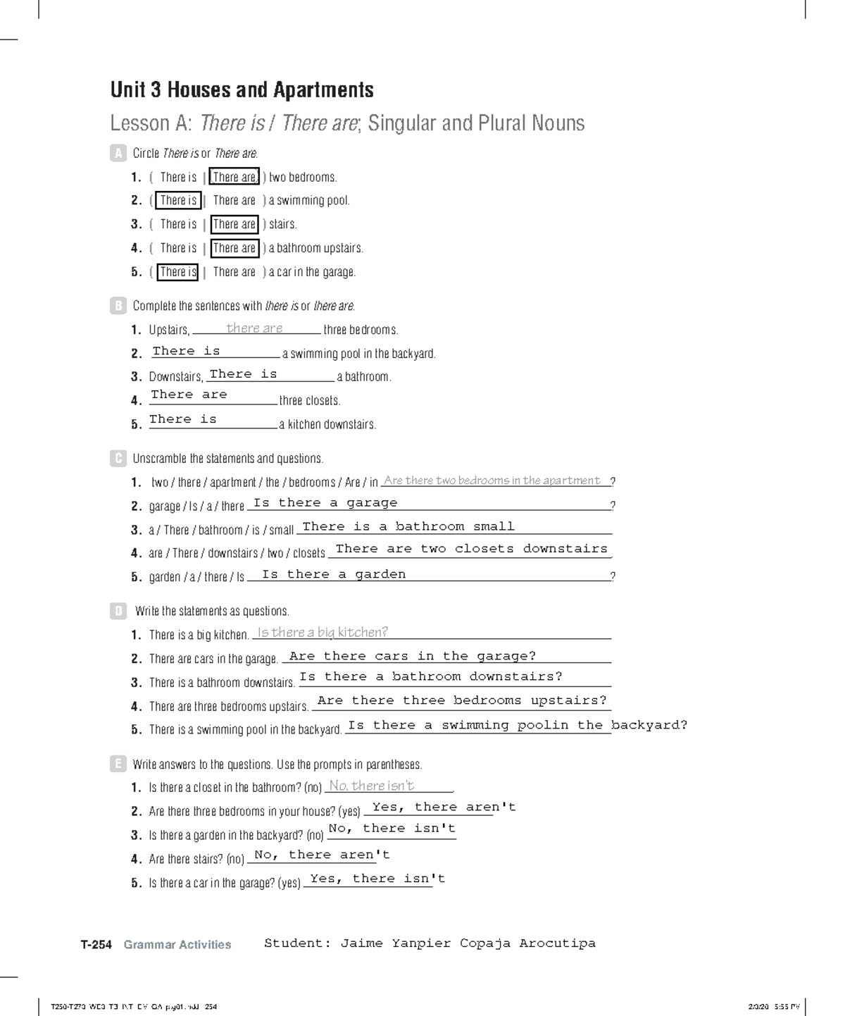 World english 3e level intro grammar activities unit 3 lesson a - T-254 ...
