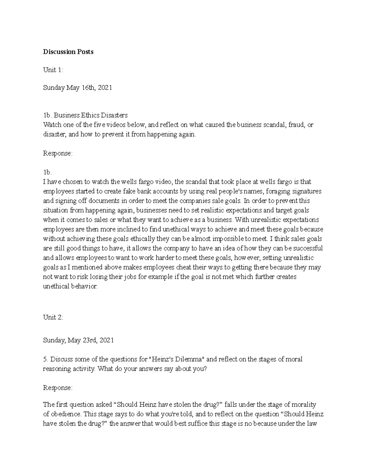 PP247 Discussion Posts + Take a Moments - Discussion Posts Unit 1 ...