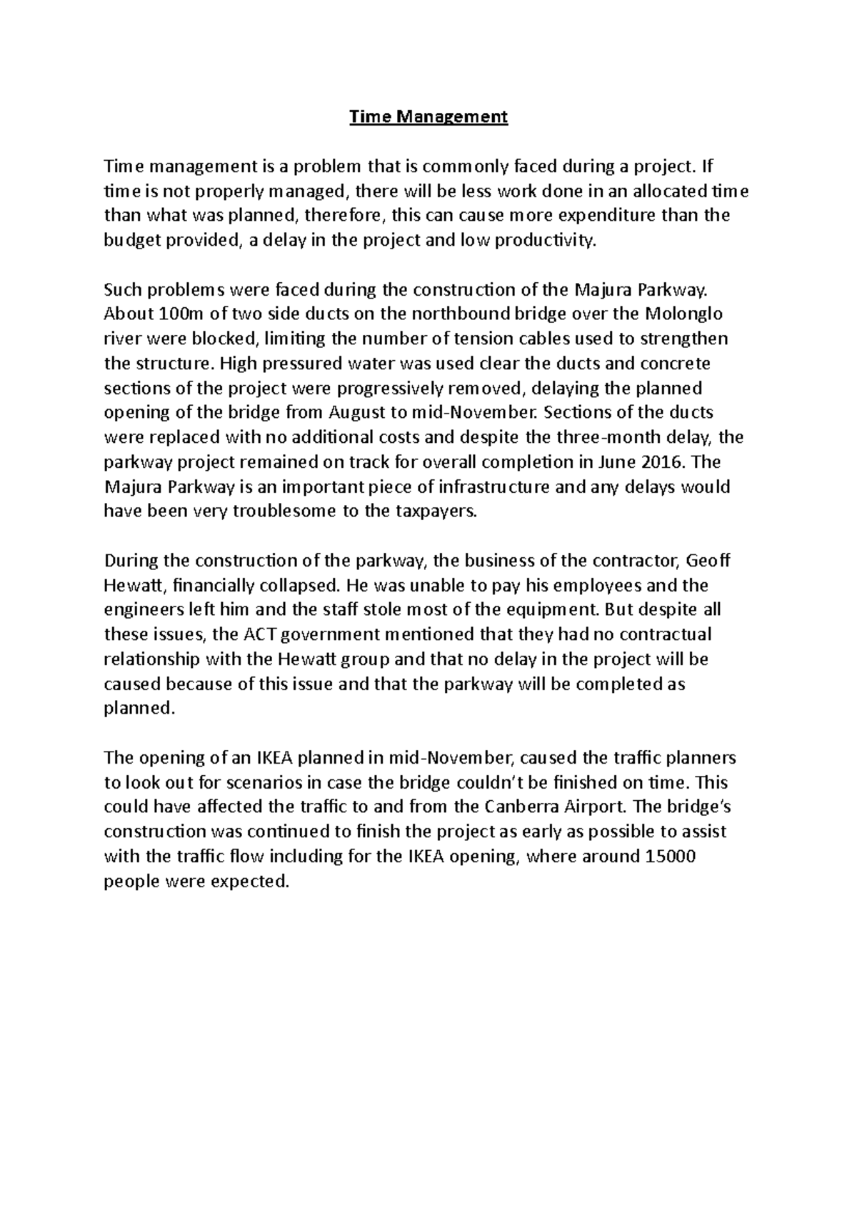 Exam 2 July 2016, questions and answers - Time Management Time ...