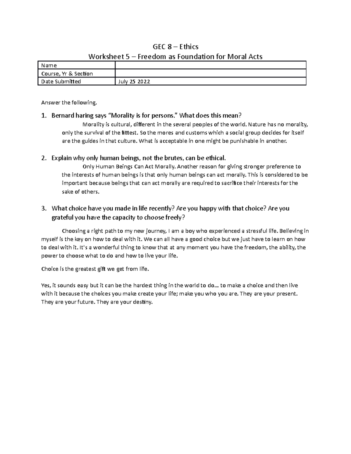 Gec 8 ws 5 summer - this for my study purposes - GEC 8 – Ethics ...