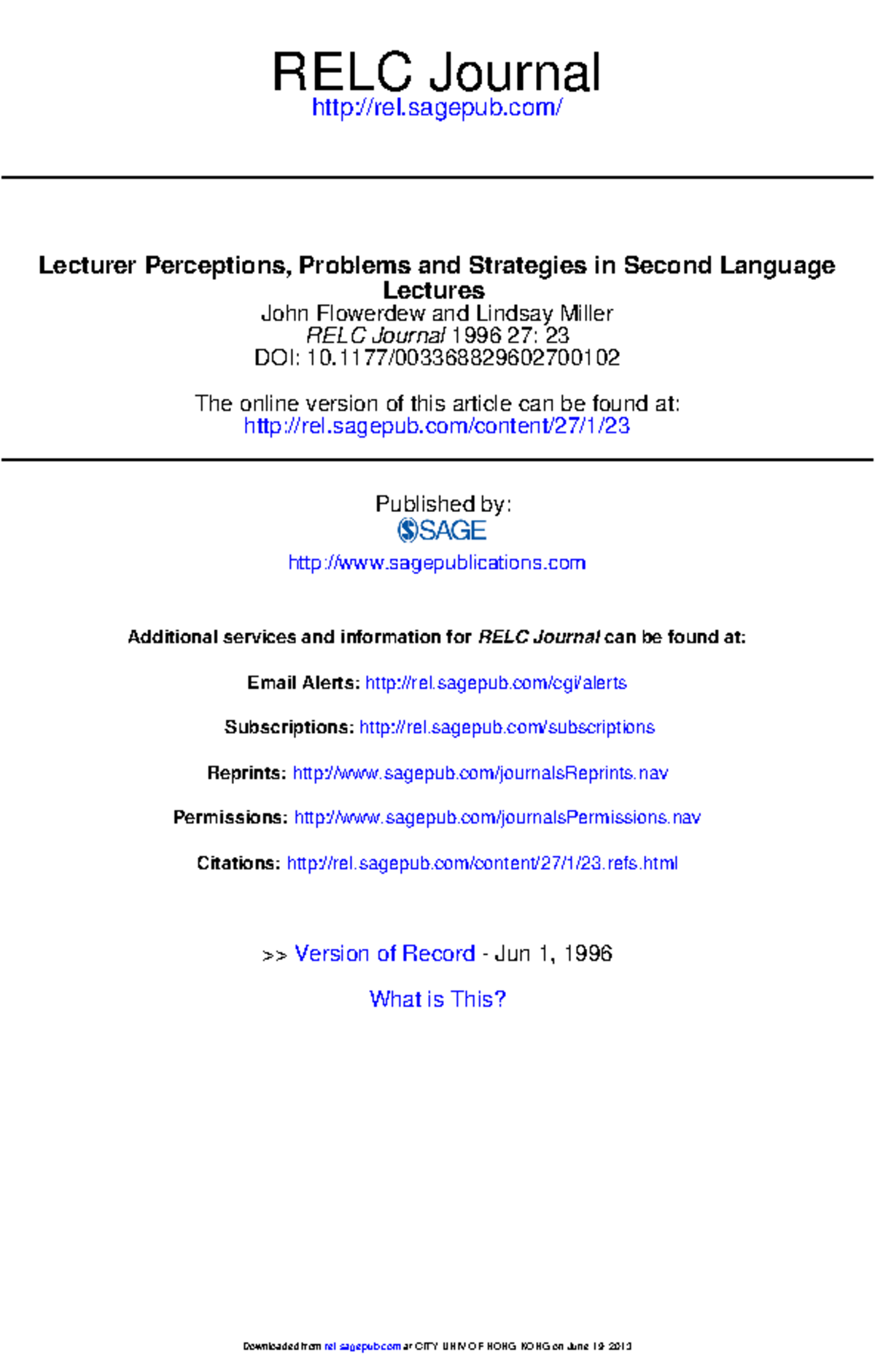 Lecturer perceptions problems and strategies - rel.sagepub/ RELC ...