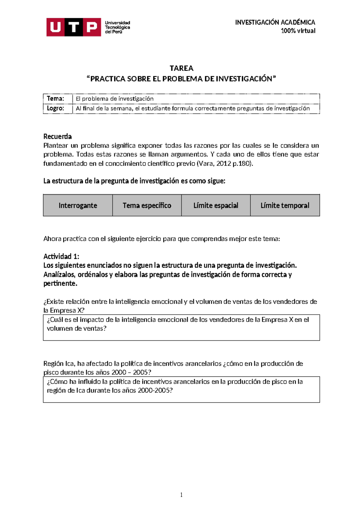 Invs - SFSFSF - INVESTIGACIÓN ACADÉMICA 100% virtual TAREA “PRACTICA ...