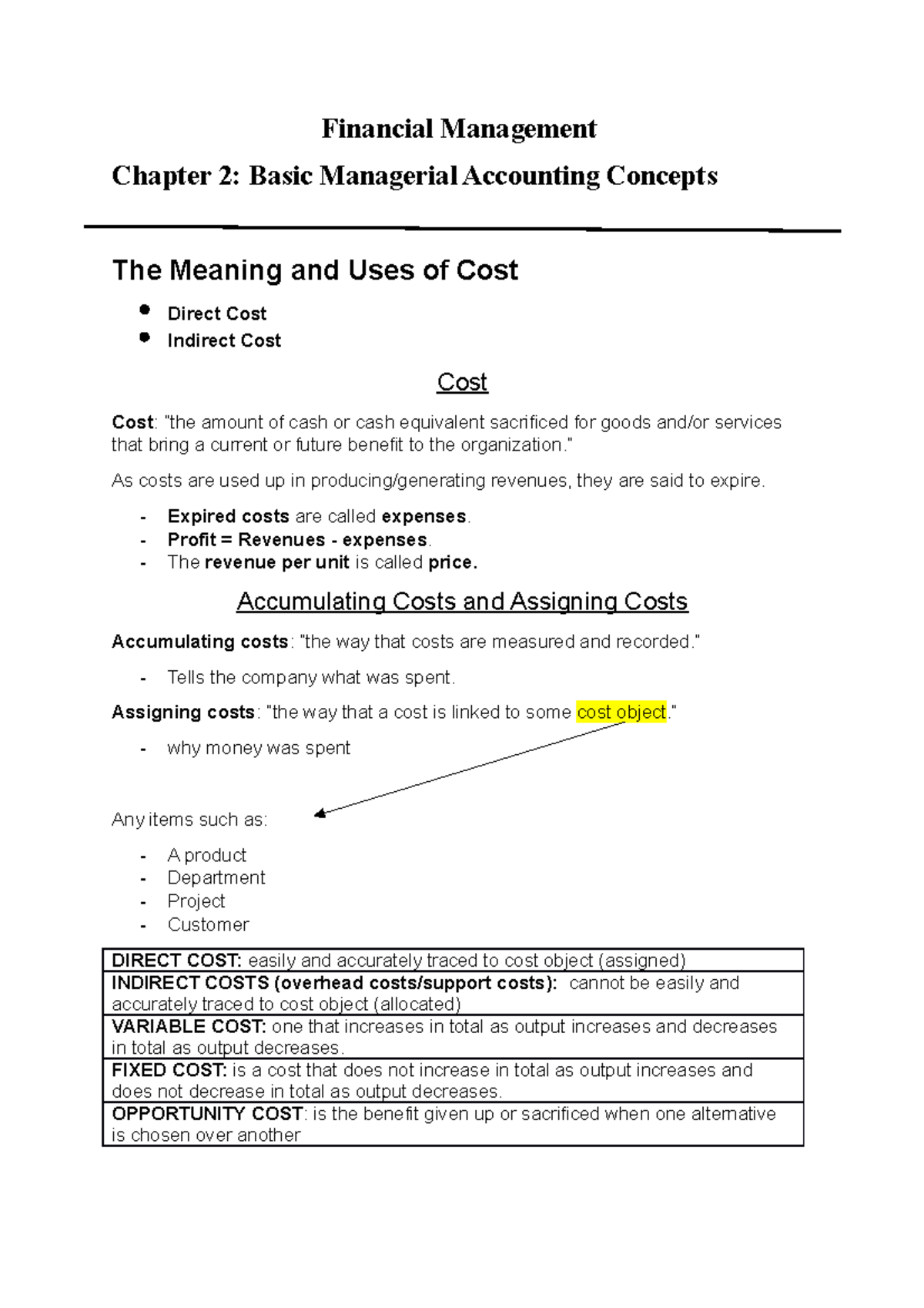 Chapter 2 - Summary Financial management - Financial Management Chapter ...