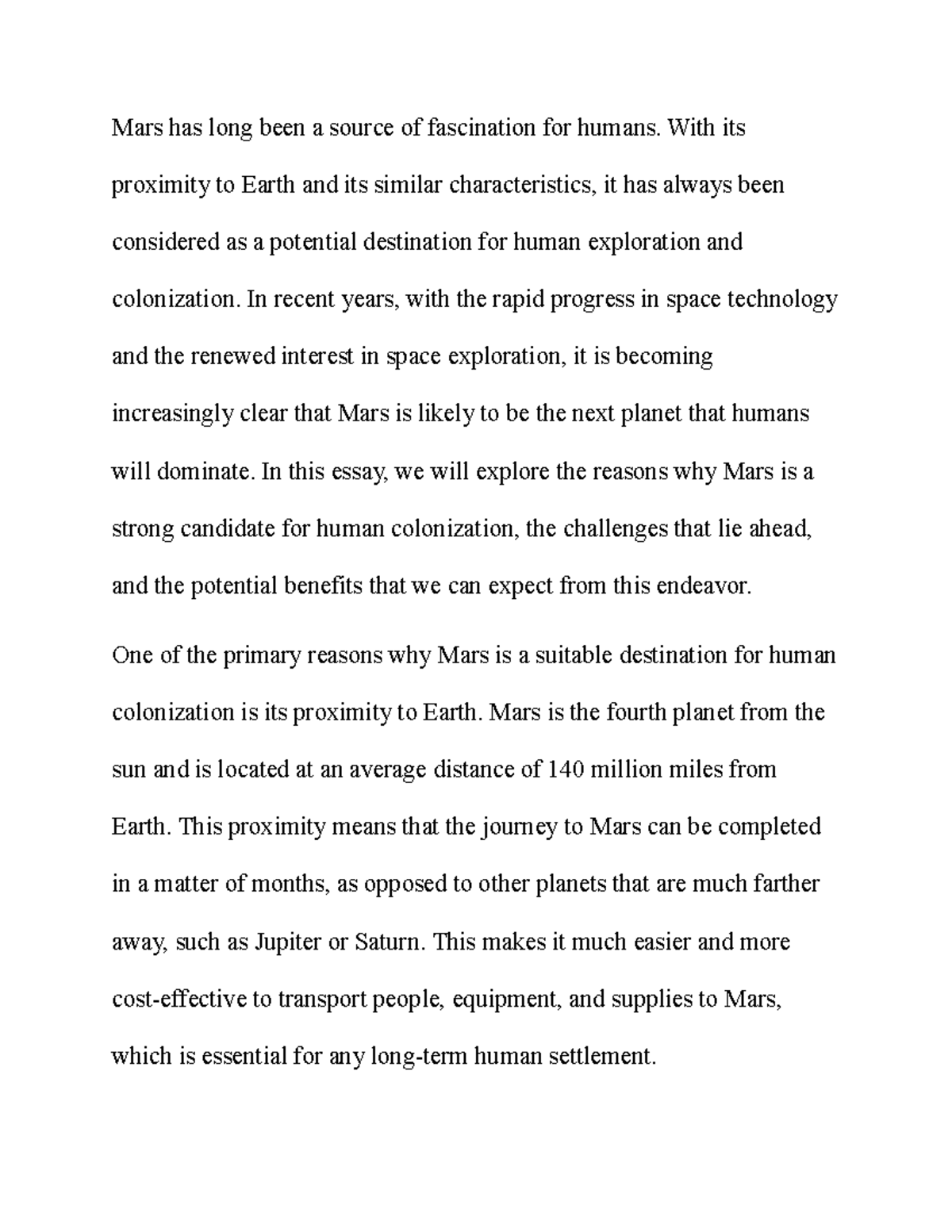 Essay about mars lives - practice material - Mars has long been a ...