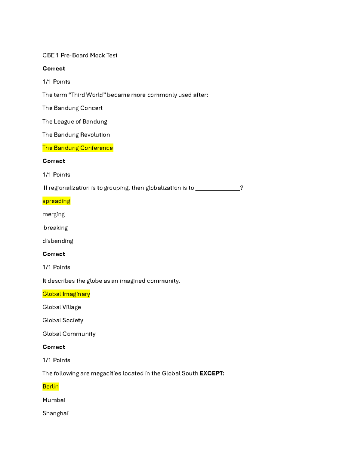 CBE 1 Pre Board Mock Test - CBE 1 Pre-Board Mock Test Correct 1/1 ...