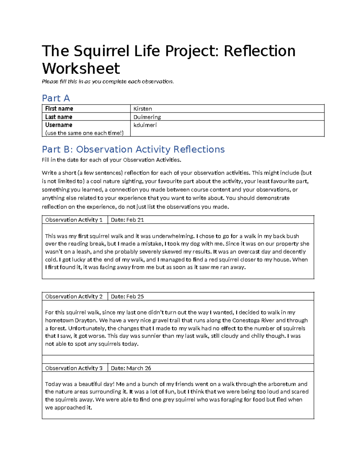 Squirrel Life Project Reflection Worksheet W23 - The Squirrel Life ...