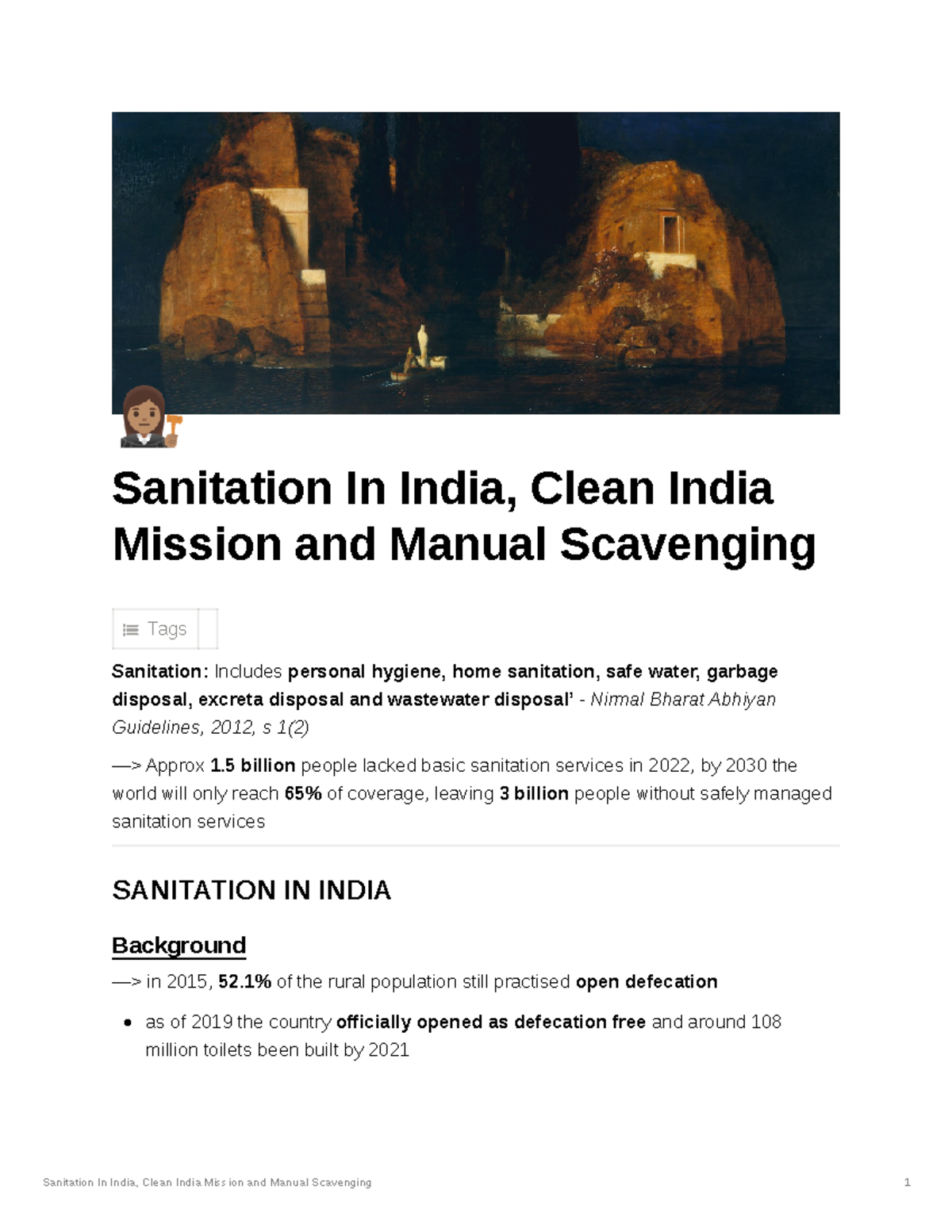 Sanitation in India - Lecture Notes - Sanitation In India, Clean India ...