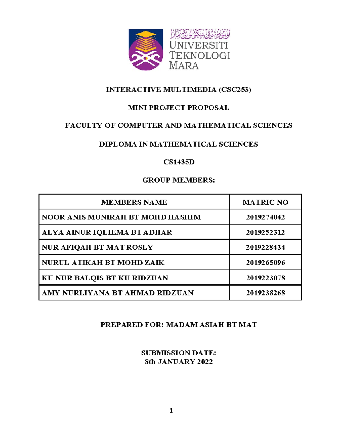 G3 MINI Project Proposal CS1435D CSC253 Boost Healthy LIFE ...