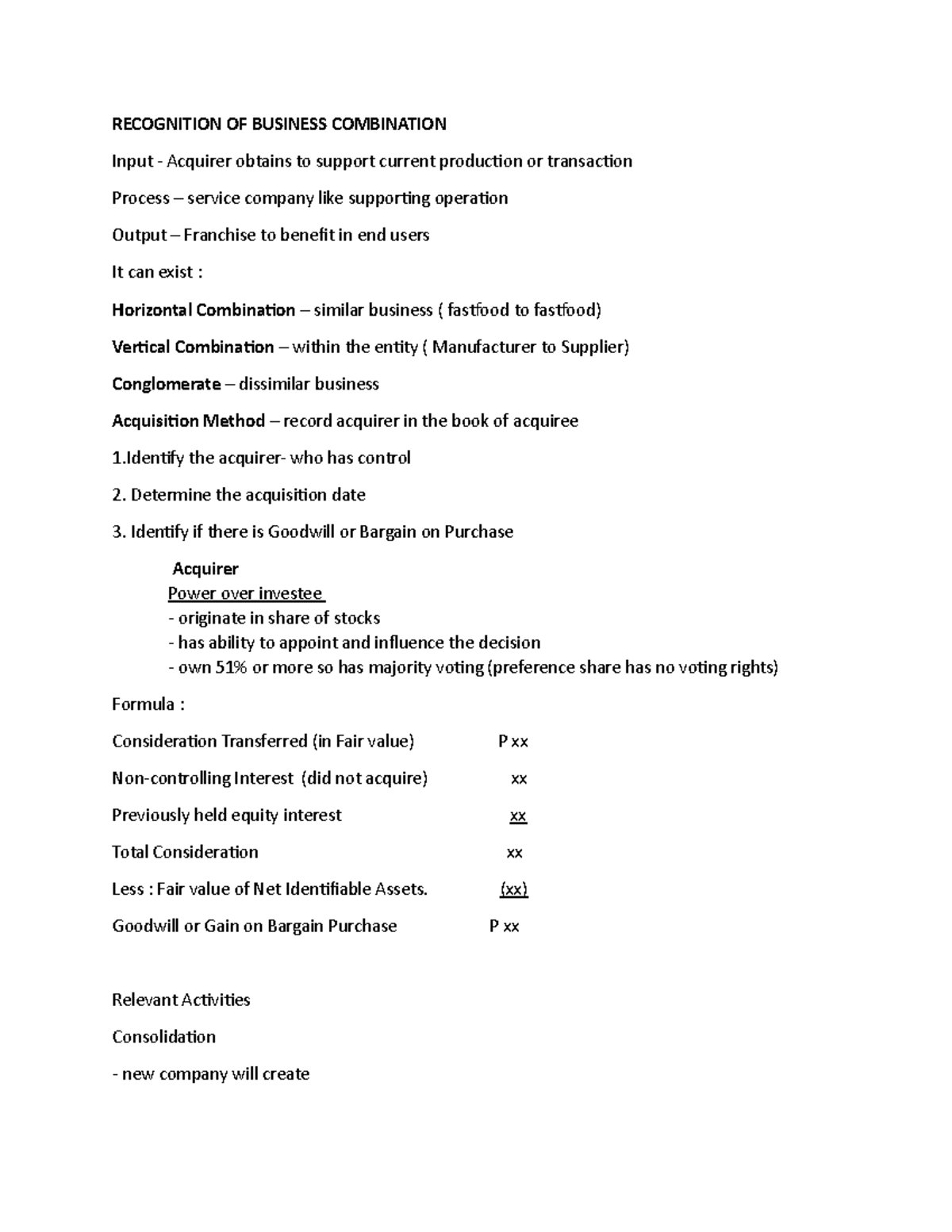 Recognition OF Business Combinationnotes - Accountancy - Studocu