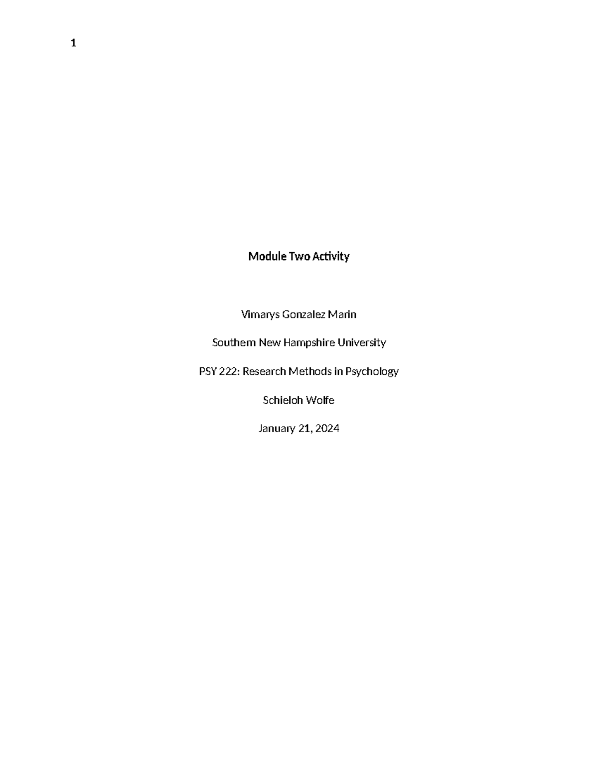 PSY222 Module Two Activity - Module Two Activity Vimarys Gonzalez Marin ...