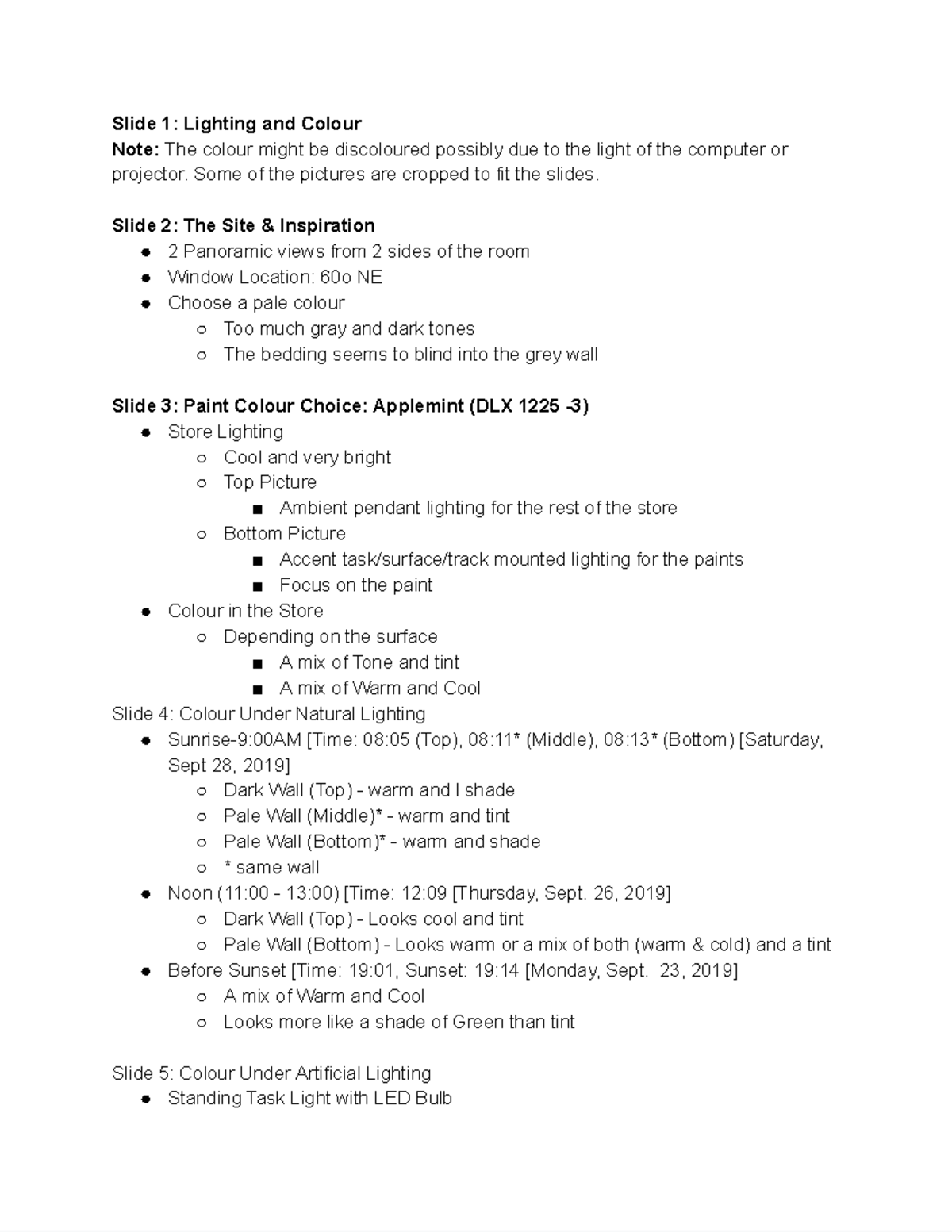 Lighting and Colour Presentation Notes - Slide 1: Lighting and Colour ...