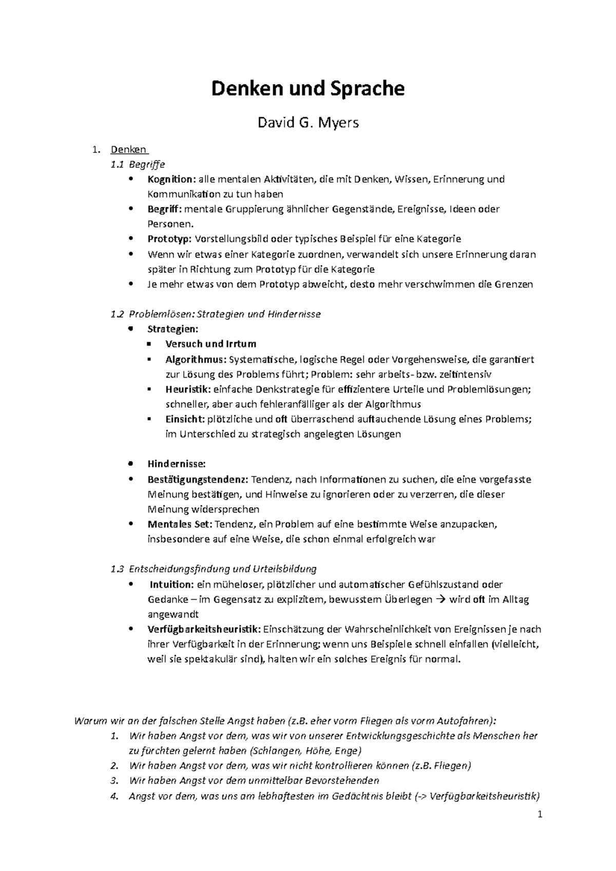 Denken-und-Sprache Meyers - Denken und Sprache David G. Myers 1. Denken ...
