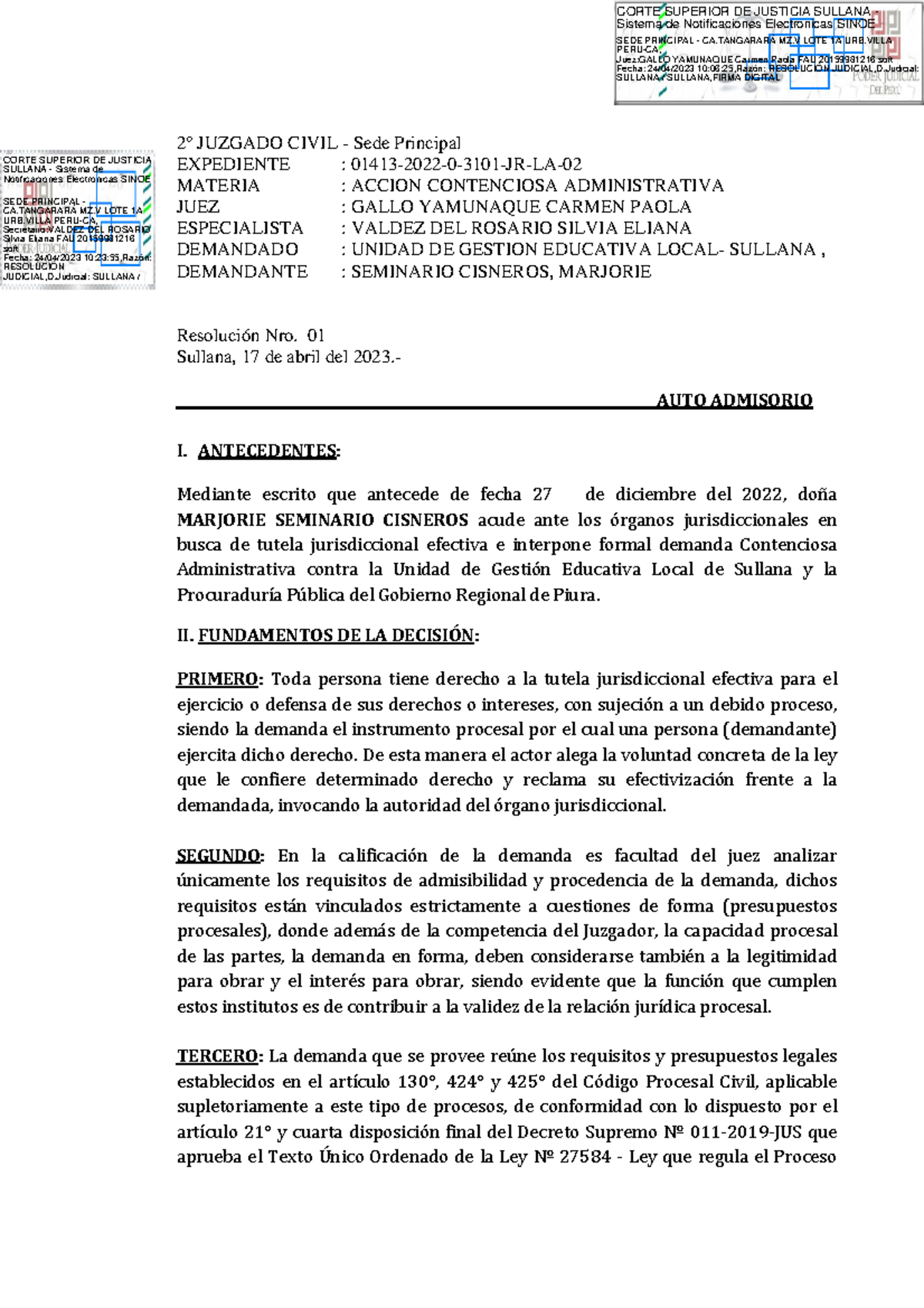 Res 2022014 130124650000333861 - 2° JUZGADO CIVIL - Sede Principal ...