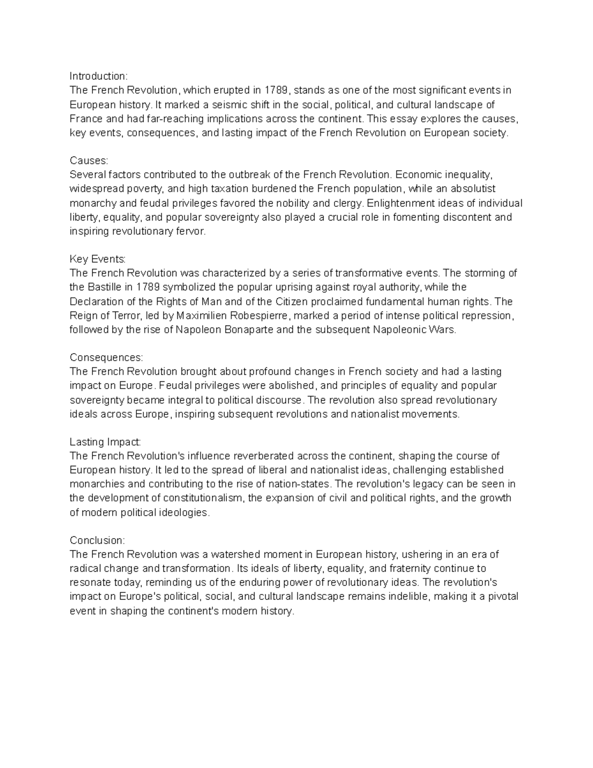 The French Revolution A Turning Point in European History ...