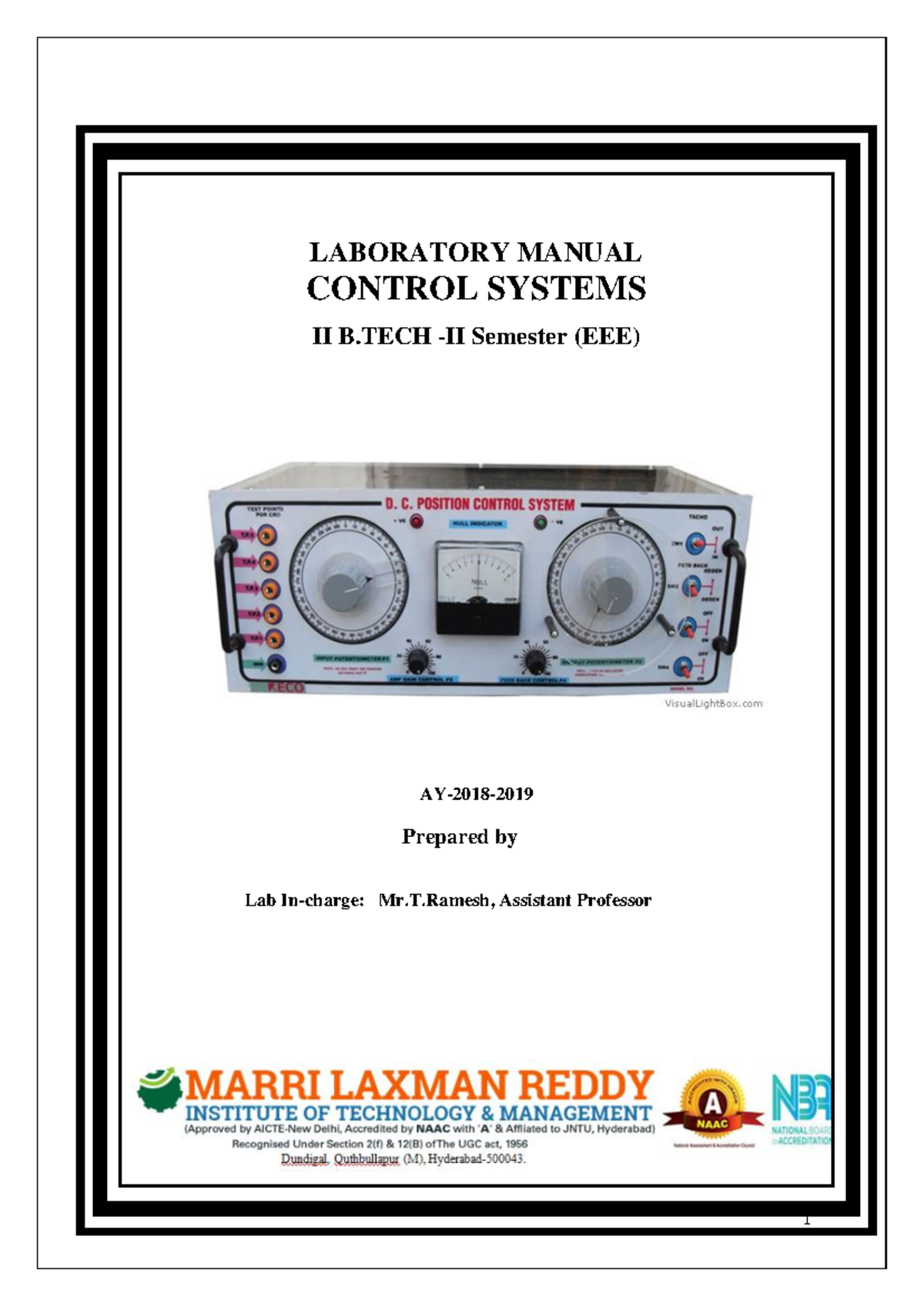 Control Systems - LAB MANUAL - LABORATORY MANUAL CONTROL SYSTEMS II B ...