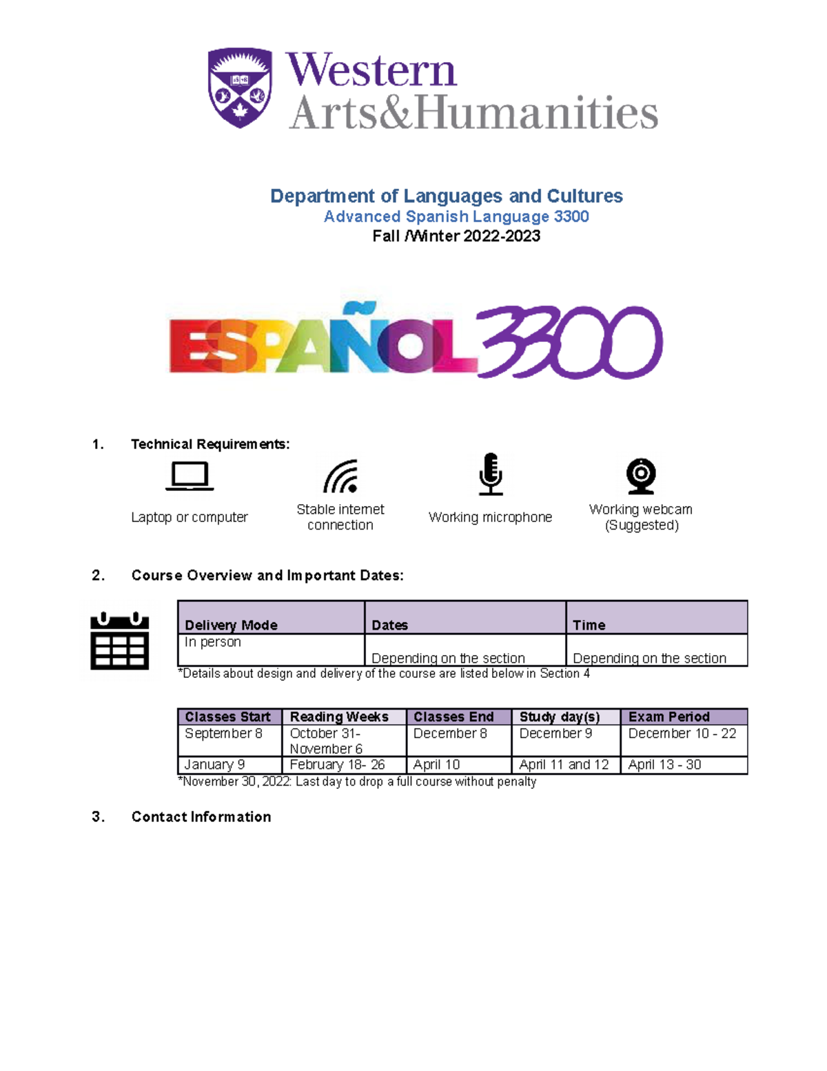 SP 3300 2022-2023 Syllabus-8 - Department of Languages and Cultures ...