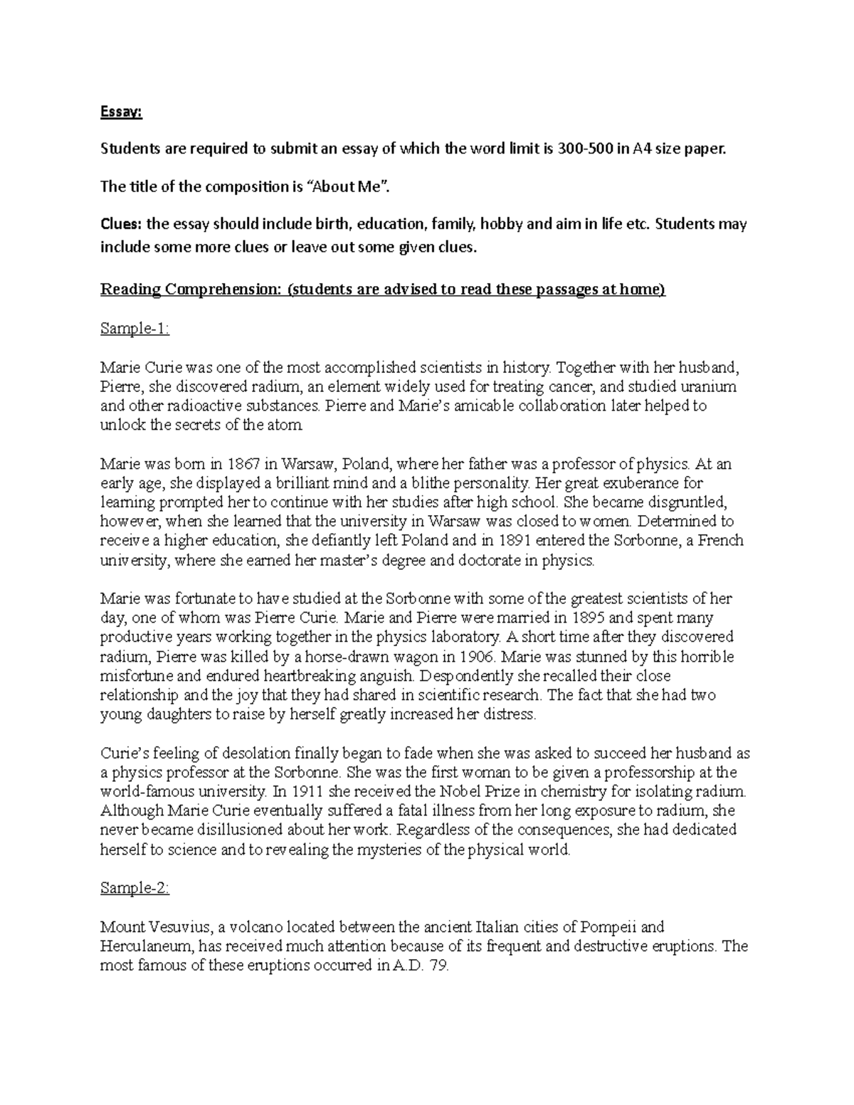 Essay on about yourself and reading materials - Essay: Students are ...