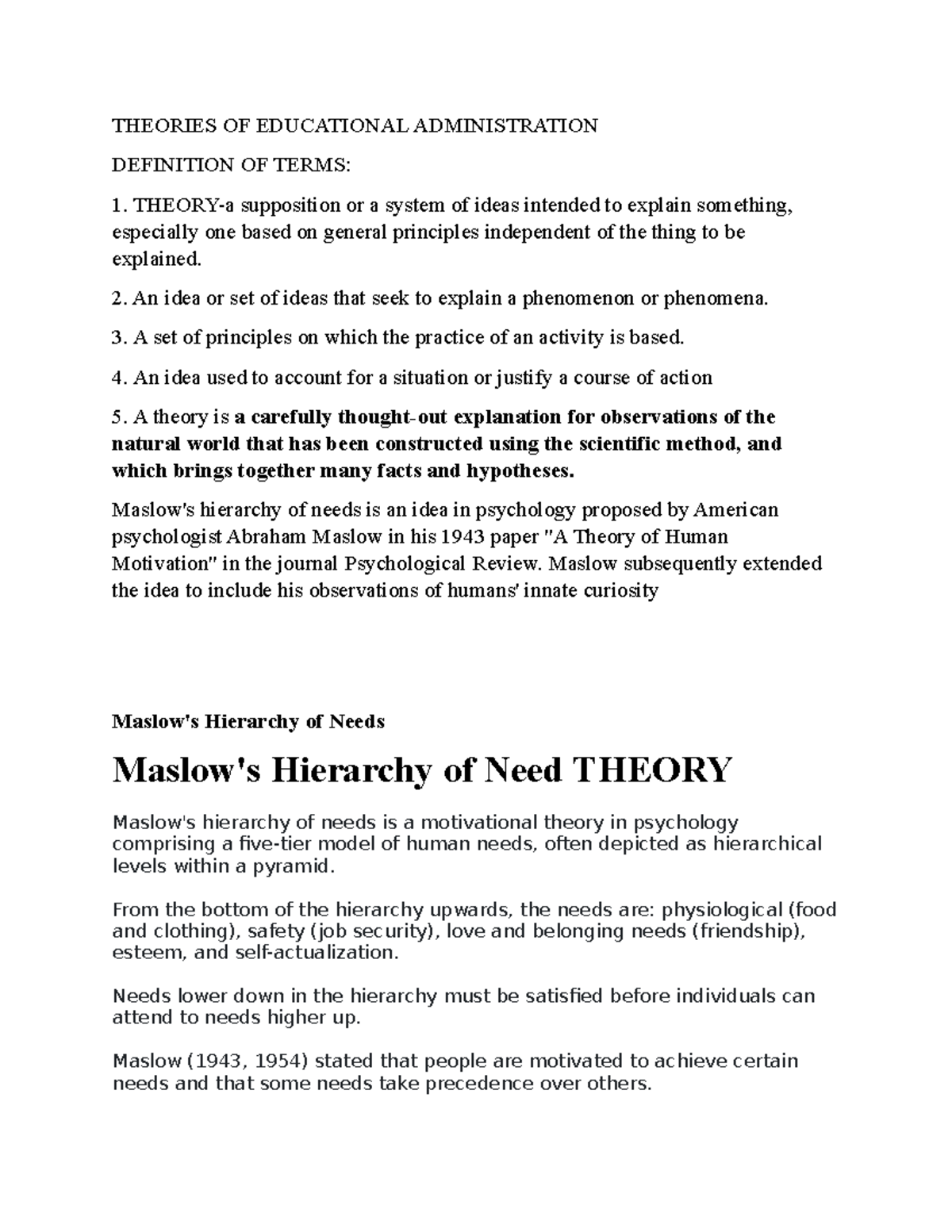 Theories of management - THEORIES OF EDUCATIONAL ADMINISTRATION ...