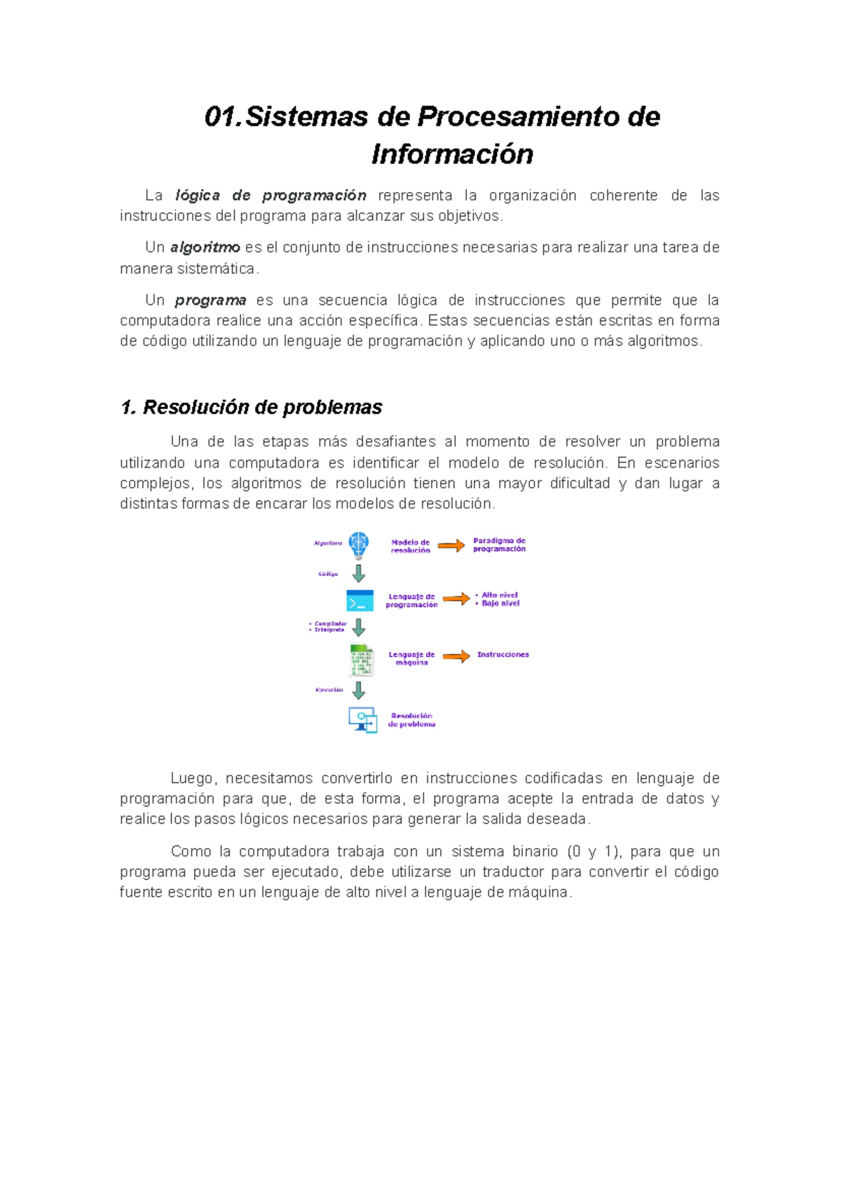Resumen Modulo 1 - Programación Logica - 01 de Procesamiento de Información La lógica de - Studocu