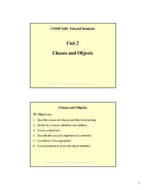 COMP-S201 U09 161 - Unit 9 Textbook - COMP S201 Unit 9 More on classes 161 Course team Developer ...
